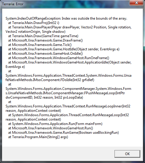 PC - IndexOutOfRangeException when Drawing Player | Terraria Community Forums