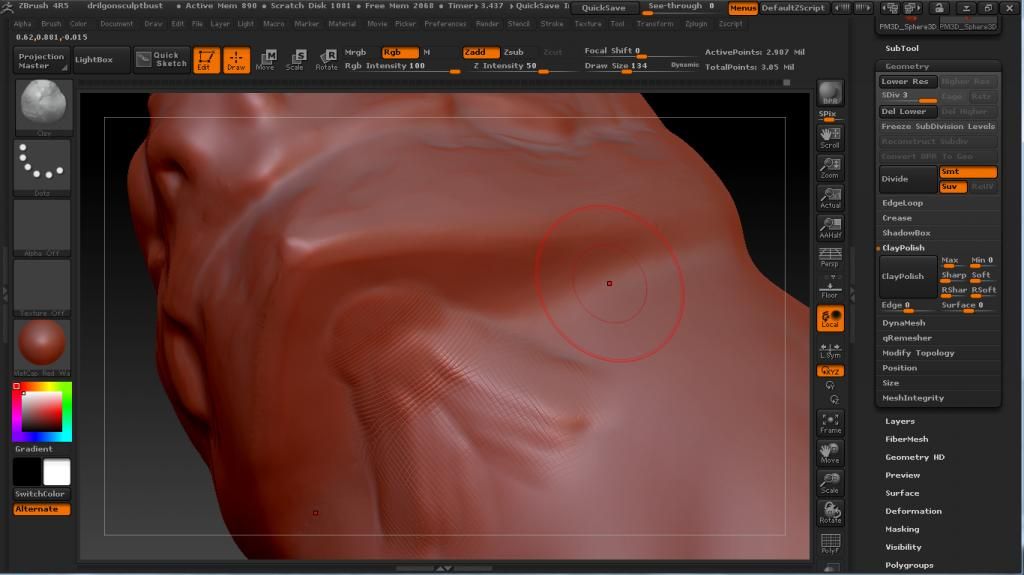 Zbrush problem - weird 'gridding' topology during sculpting — polycount