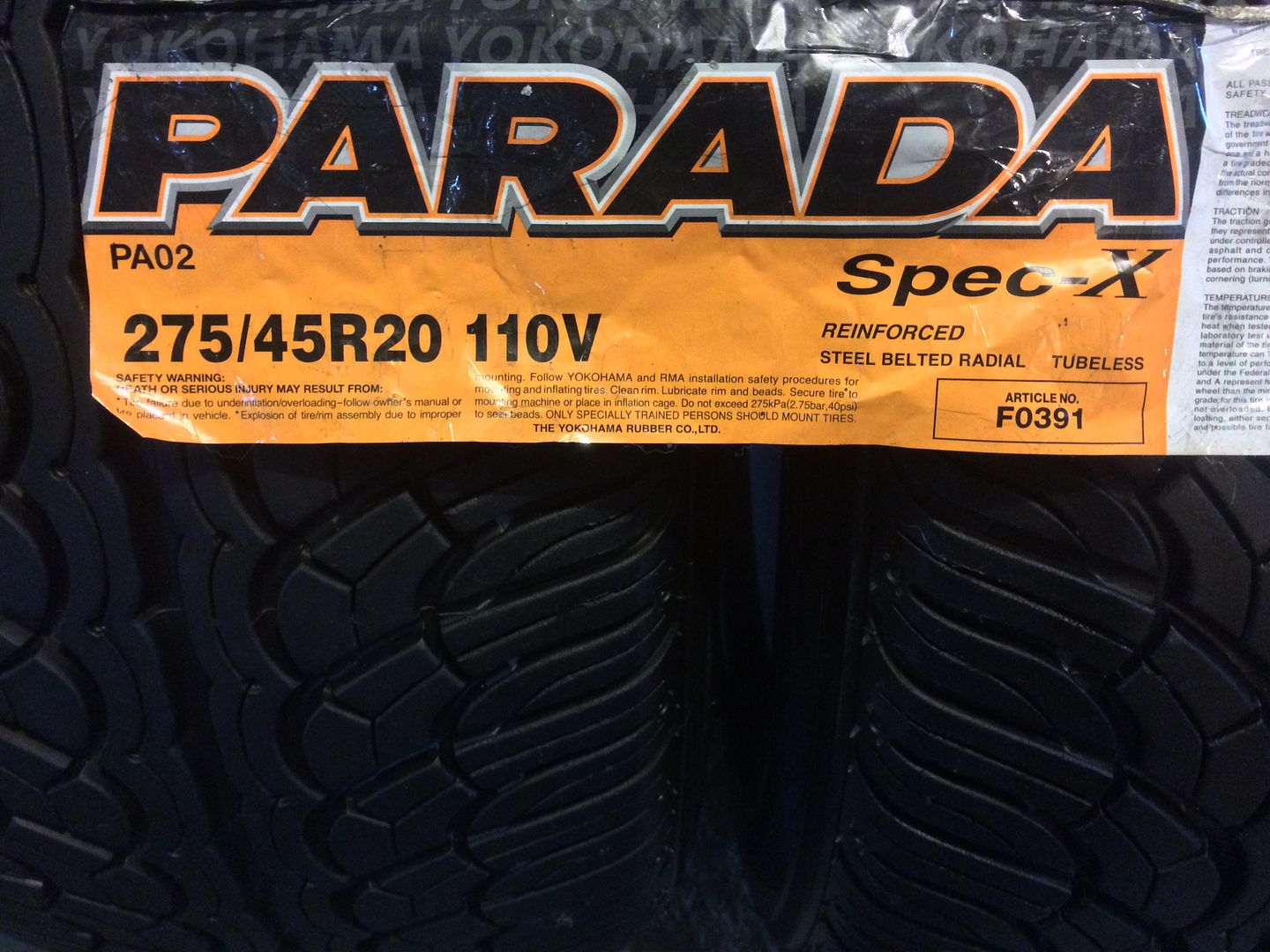 FS: Yokohama's Parada Spec-X Performance Tires... | VW Vortex ...