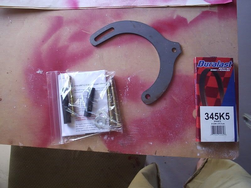 LT1 alternator relocation bracket. flowmaster. stock accessorys and bracket
