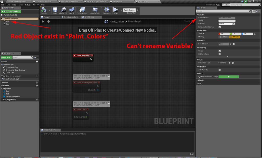Toggling Default Scene Root Doesn't Work - Blueprint - Epic Developer Community Forums