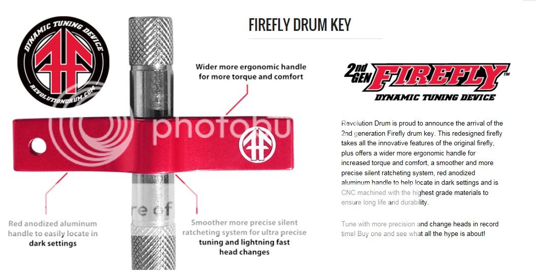 Chave de Afinação FireFly Revolution Drum Key Red FF2 com Recartilhagem ...