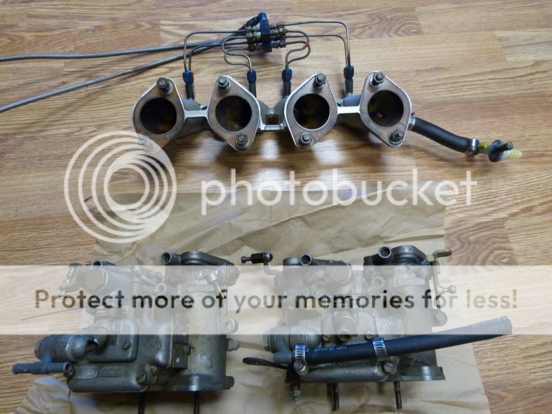 Dellorto dual 40mm carbs w/ 8v intake manifold tapped for nitrous wet ...