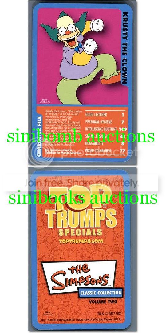 Krusty the Clown The Simpsons Classic Top Trumps TCG Card B10-24407 on ...