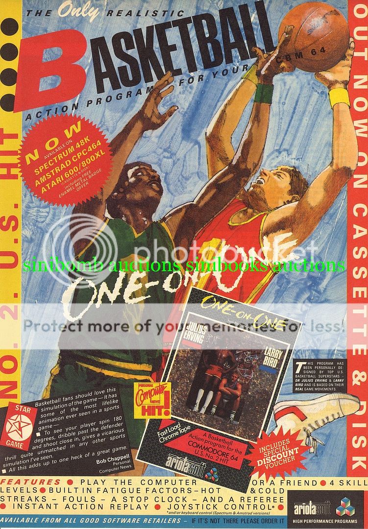 One on One Basketball Ariolasoft C64 48k ZX Spectrum Magazine Advert Ad ...