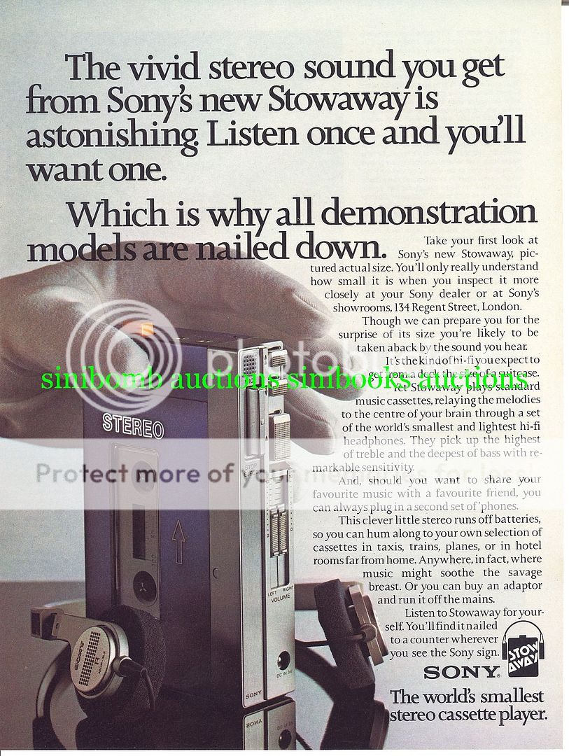 1980 Sony Stowaway Walkman Original Magazine Advert Ad 2050 on eBid ...