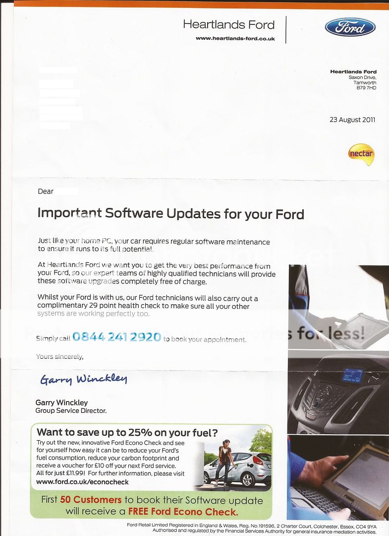 Has Anyone Had The "important Software Updates" Letter From Ford ...