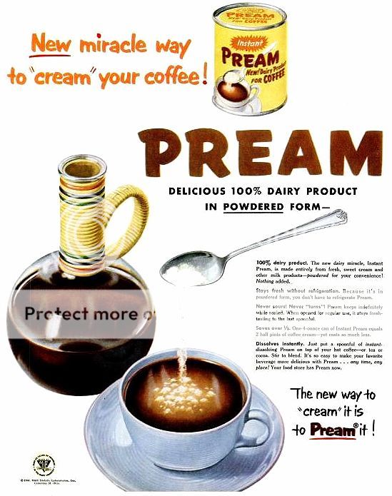 Pream Powdered Dairy Coffee Creamer — 1954 | Retro Adverto