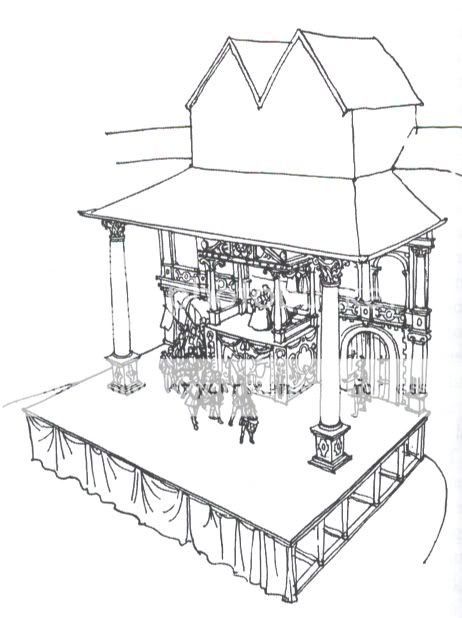 Globe Theatre Stage Drawing Sketch Coloring Page