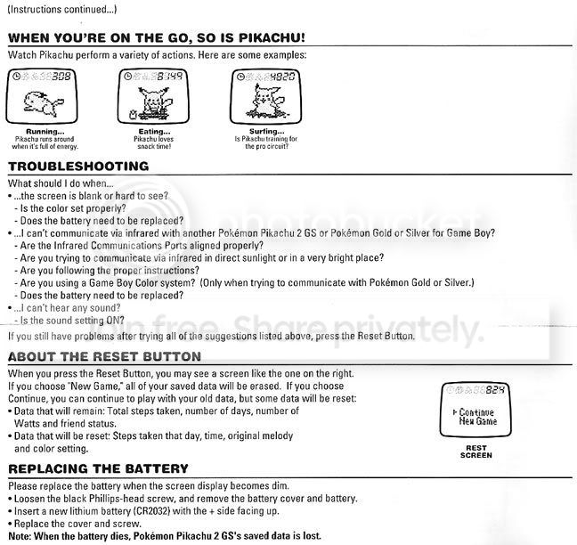 Pokemon Pikachu 2 Instructions - Tama Zone