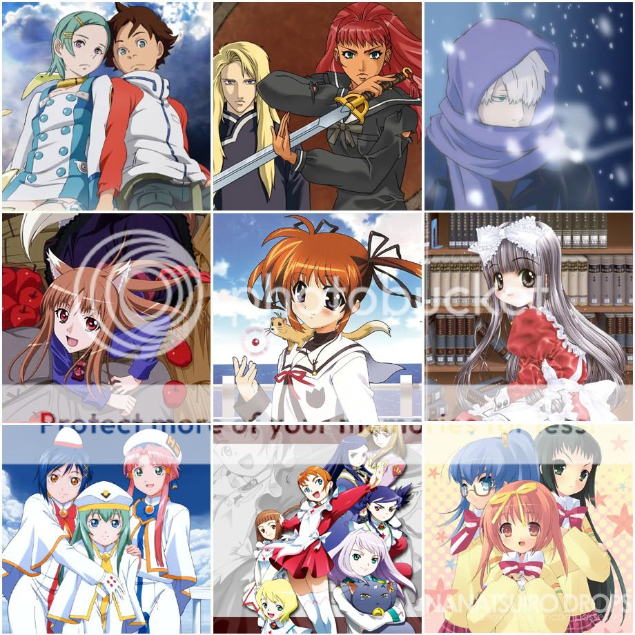 Post nine of your favorite anime (in no particular order) in a 3x3 grid ...