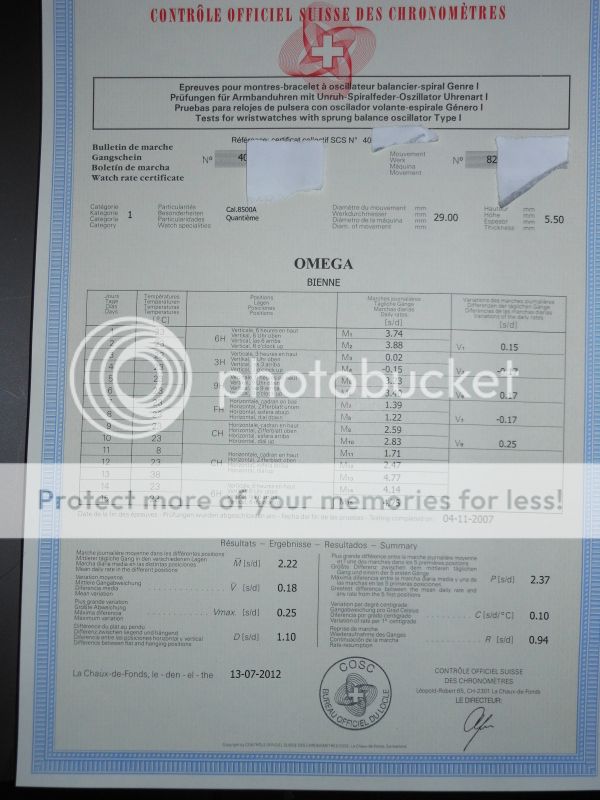 Omega Charges for COSC Certificate Now? | WatchUSeek Watch Forums