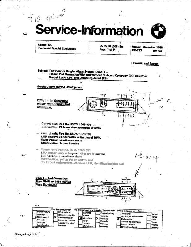 E23 Factory Alarm Repair Information