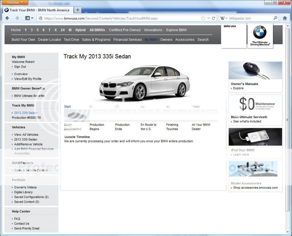 Checking order status online | BMW Forum - BimmerFest BMW Forums
