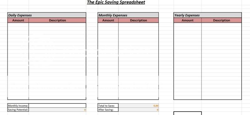 The Epic Saving Spreadsheet | Quest for Epicness
