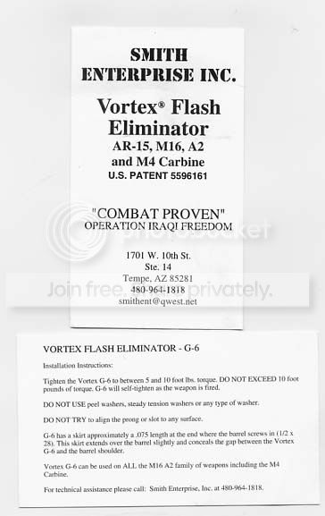Vortex flash suppressor question > Rifles, Uppers, Lowers, Barrels, and ...