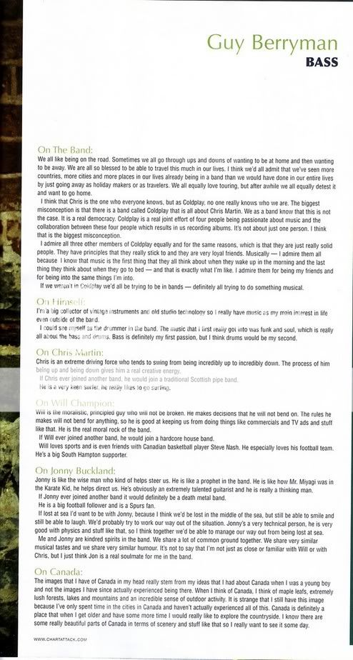 COLDPLAY CHART MAGAZINE SCANS - Coldplay - Coldplaying