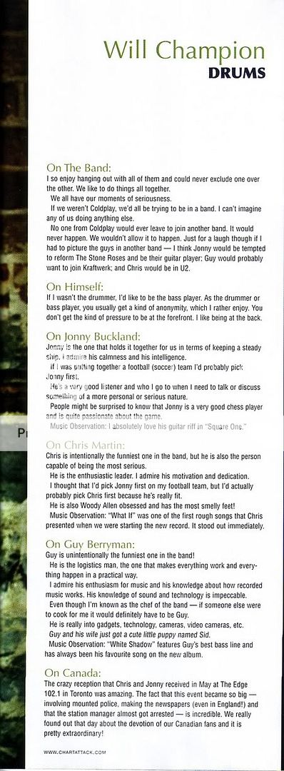 COLDPLAY CHART MAGAZINE SCANS - Coldplay - Coldplaying